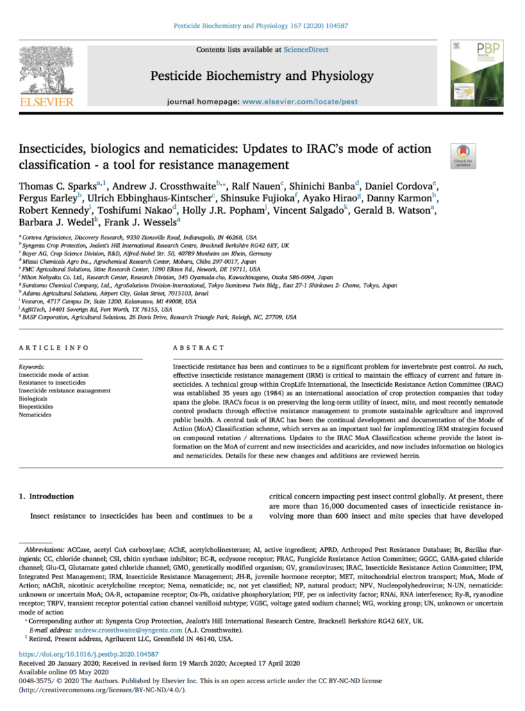 Mode of Action | Insecticide Resistance Action Committee (IRAC)