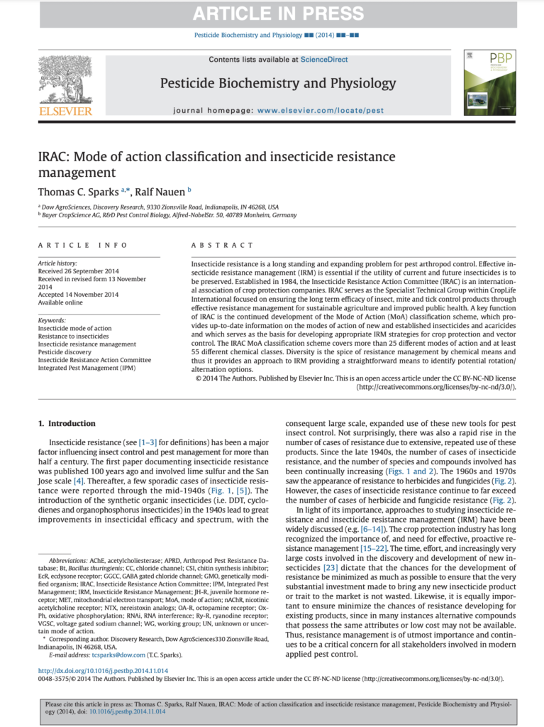 Mode of Action | Insecticide Resistance Action Committee (IRAC)
